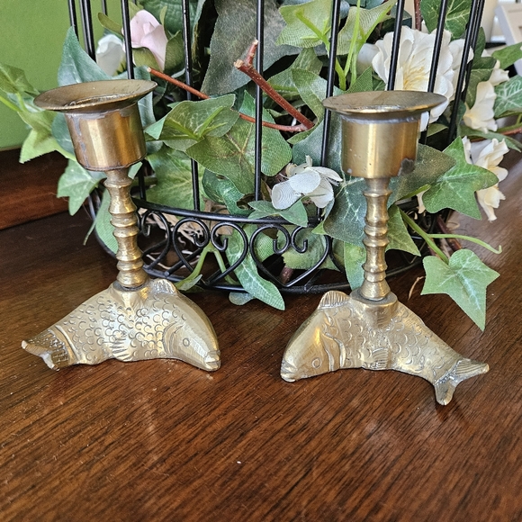 Source Unknown | Accents | Vintage Brass Koi Fish Candlestick Holders ...